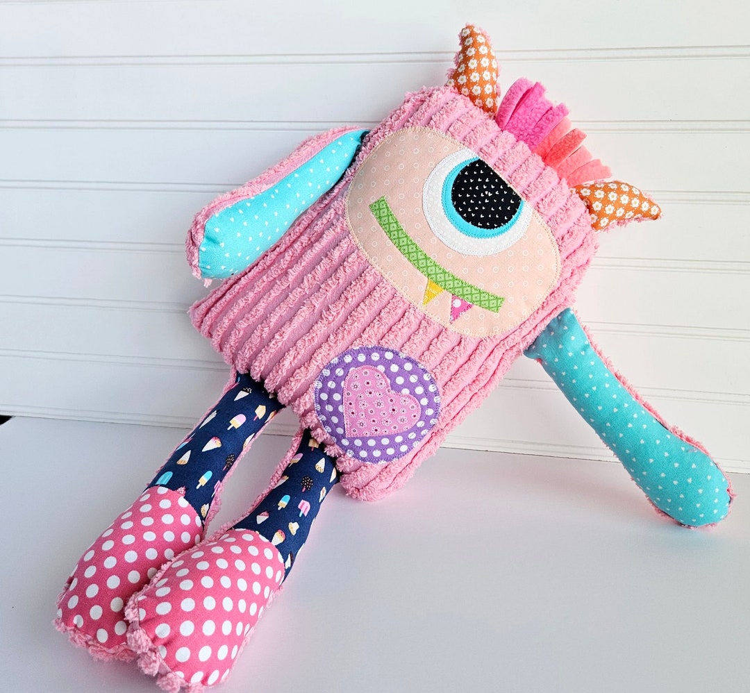 Monster Stuffie: Audrey Grace the Pink Monster, Toddler Gift, Handmade ...