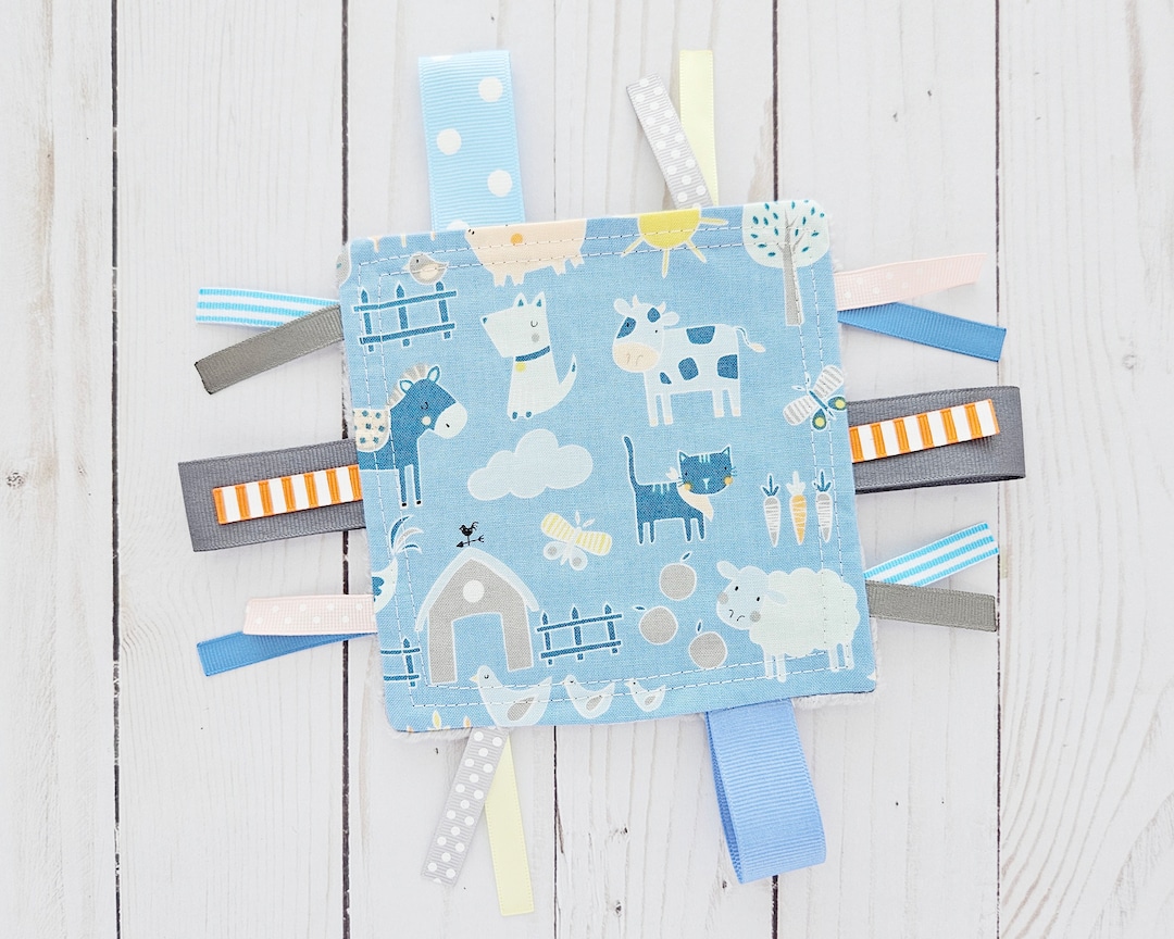 Crinkle . Farm Animals. Gray Minky Back. Ribbon Crinkle. - Etsy