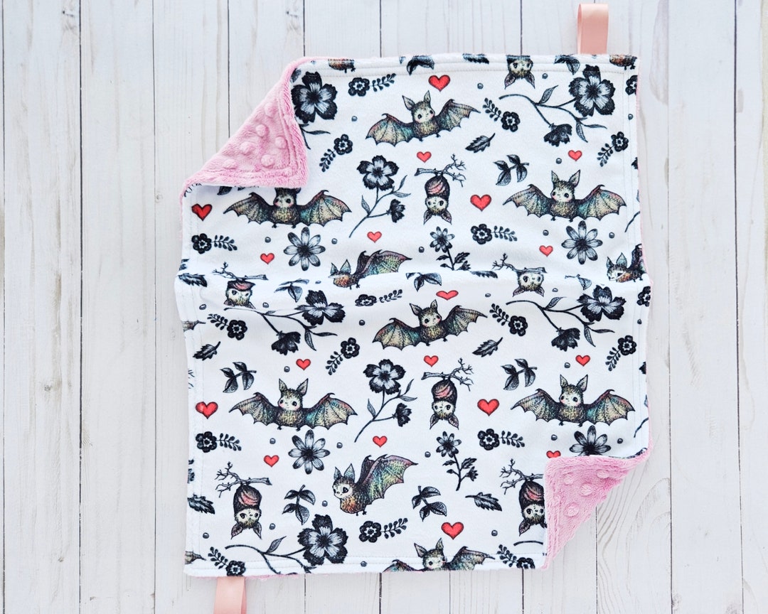 Lovey: Cute Little Bats Rose Pink Cuddle Back. Minky Lovey. - Etsy