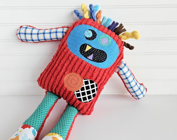 Monster Stuffie: Snickerdoodle the Red Monster, Handmade Monster Toy ...