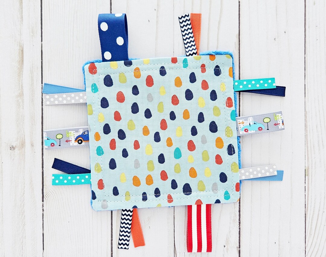 Baby Boy Crinkle Square: Blue Dots Blue Minky. Ribbon Crinkle. Crinkle ...