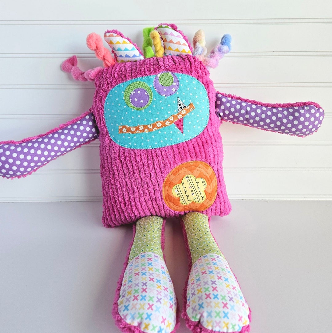 Monster Stuffie: Birdie Sue the Pink Monster, Toddler Gift, Handmade ...