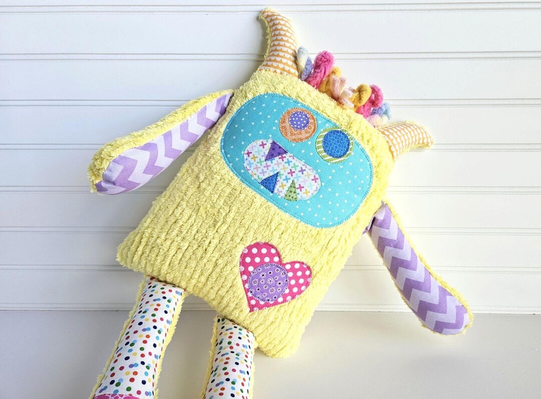 Monster Stuffie: Honey Bee the Yellow Monster, Handmade Monster Toy ...