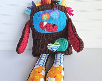 Monster Stuffie: Biscuit the Blue Monster, Handmade Monster Toy ...