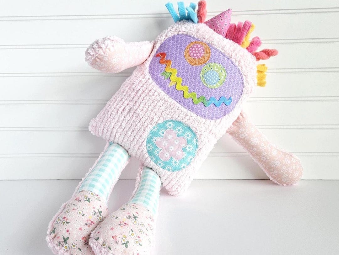 Handmade Chenille Monster Stuffie: Lucy Lou, Pink Plush Toy - Etsy