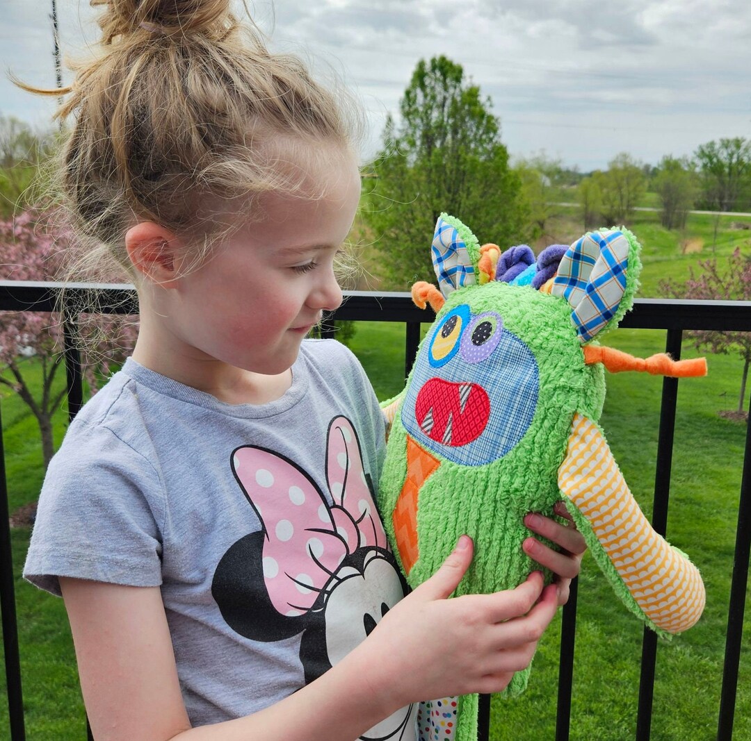 Monster Stuffie: Max the Green Monster, Handmade Monster Toy, Toddler ...