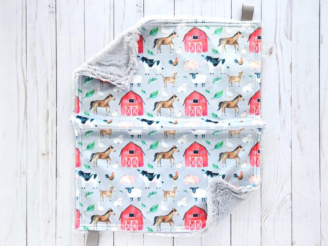 Farm Animals Minky Lovey: Red Barn Baby Snuggle Blanket - Etsy