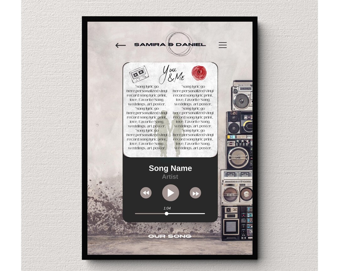 Personalized Song Lyrics Print - Custom Music Poster, Customizable ...