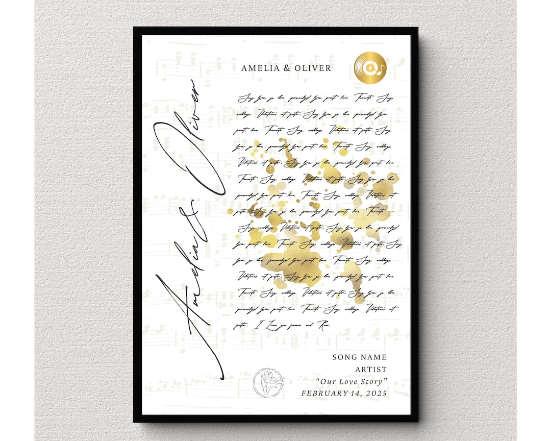 Personalized Song Lyrics Print - Custom Music Poster, Customizable ...