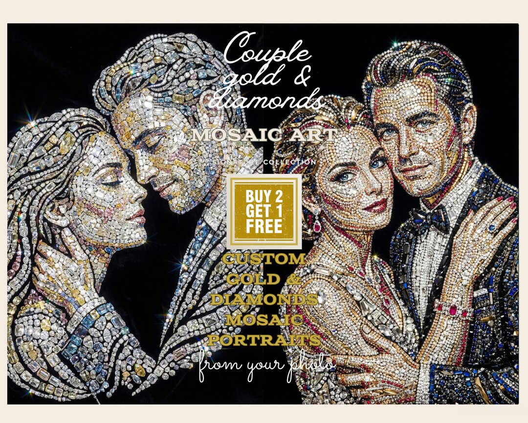 Custom Diamond Mosaic Portrait From Photo | Custom Couple Romantic ...