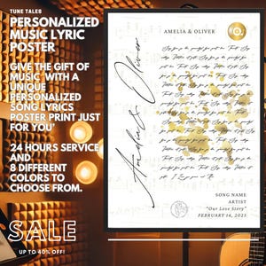 Personalized Song Lyrics Print - Custom Music Poster, Customizable ...