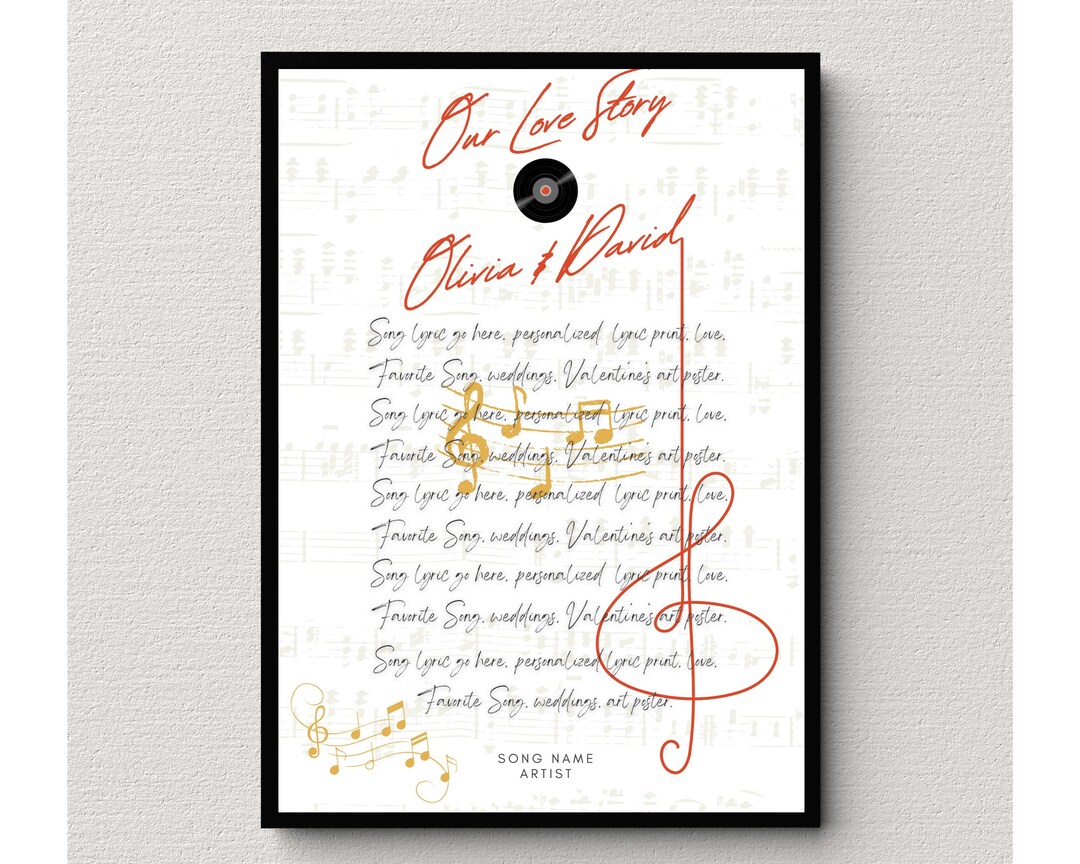 Personalized Song Lyrics Print Custom Music Poster, Customizable Music ...