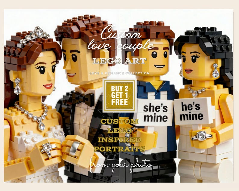 Custom Digital Ĺego-inspired Love Couple Portrait From Photo | Fun ...