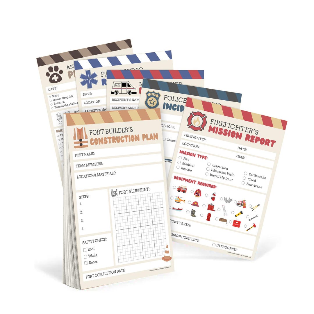 Kids Pretend Play Notepads: Hometown Heroes Role Play - 6-pack - Etsy