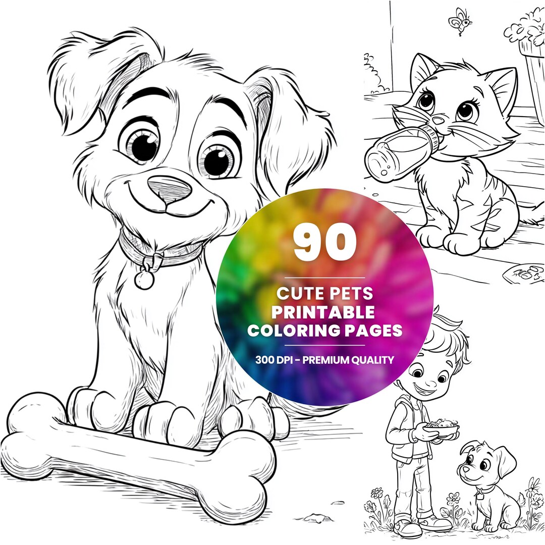 90 Cute Pets Coloring Pages, Printable Pet Coloring Sheets for Kids ...