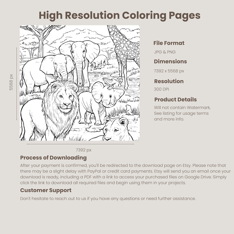 80 Zoo Animals Coloring Pages Printable, Cute Safari & Zoo Animal ...
