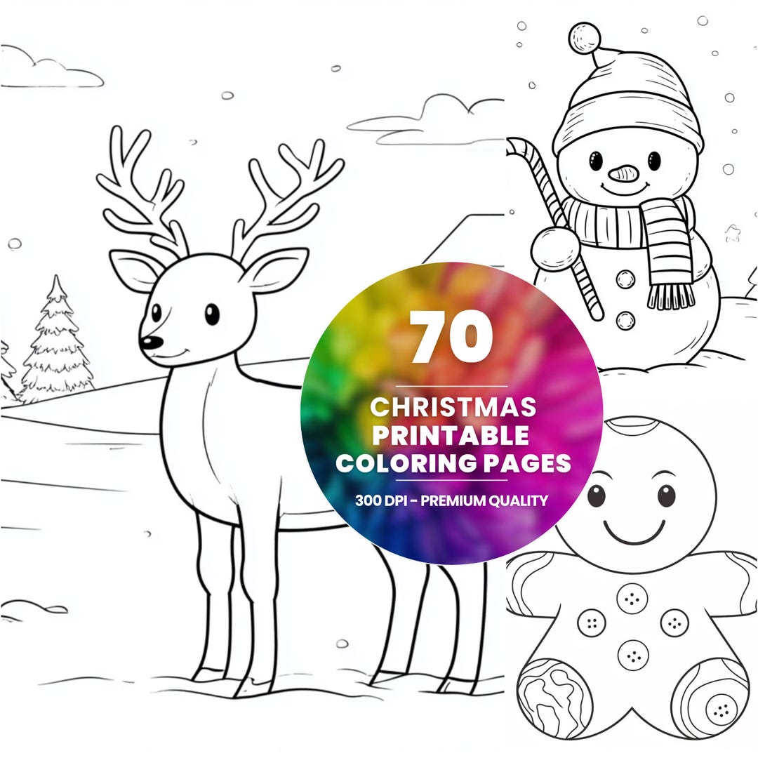70 Christmas Coloring Pages, Holiday Art for Kids (digital Download) - Etsy