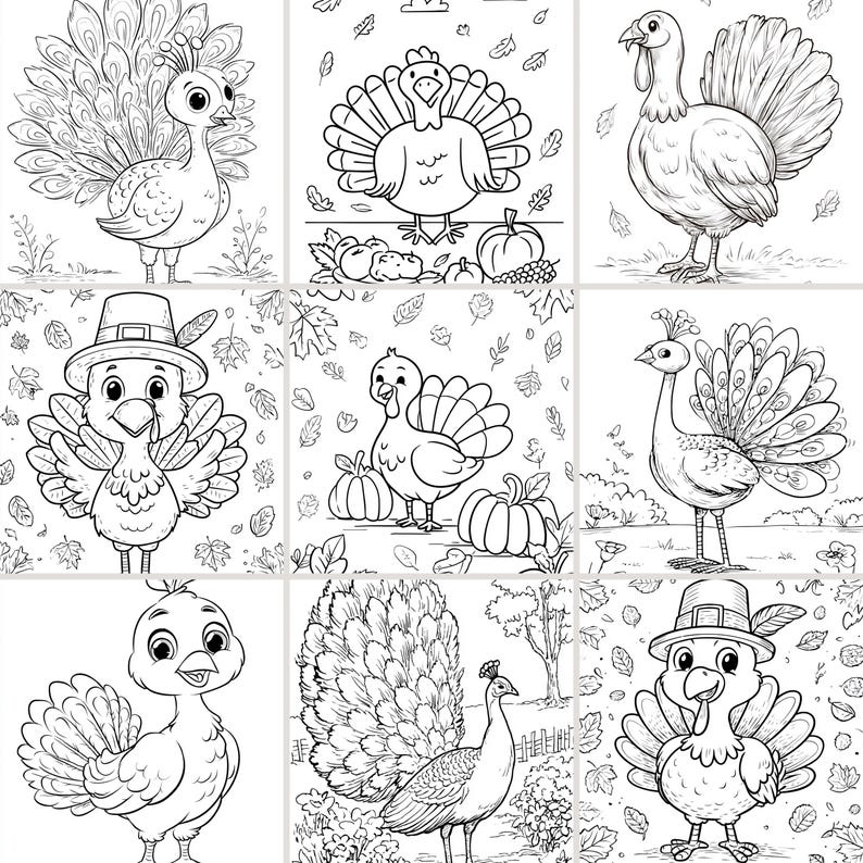 25 Thanksgiving Turkey Coloring Pages, Cute Holiday Printable Sheets ...