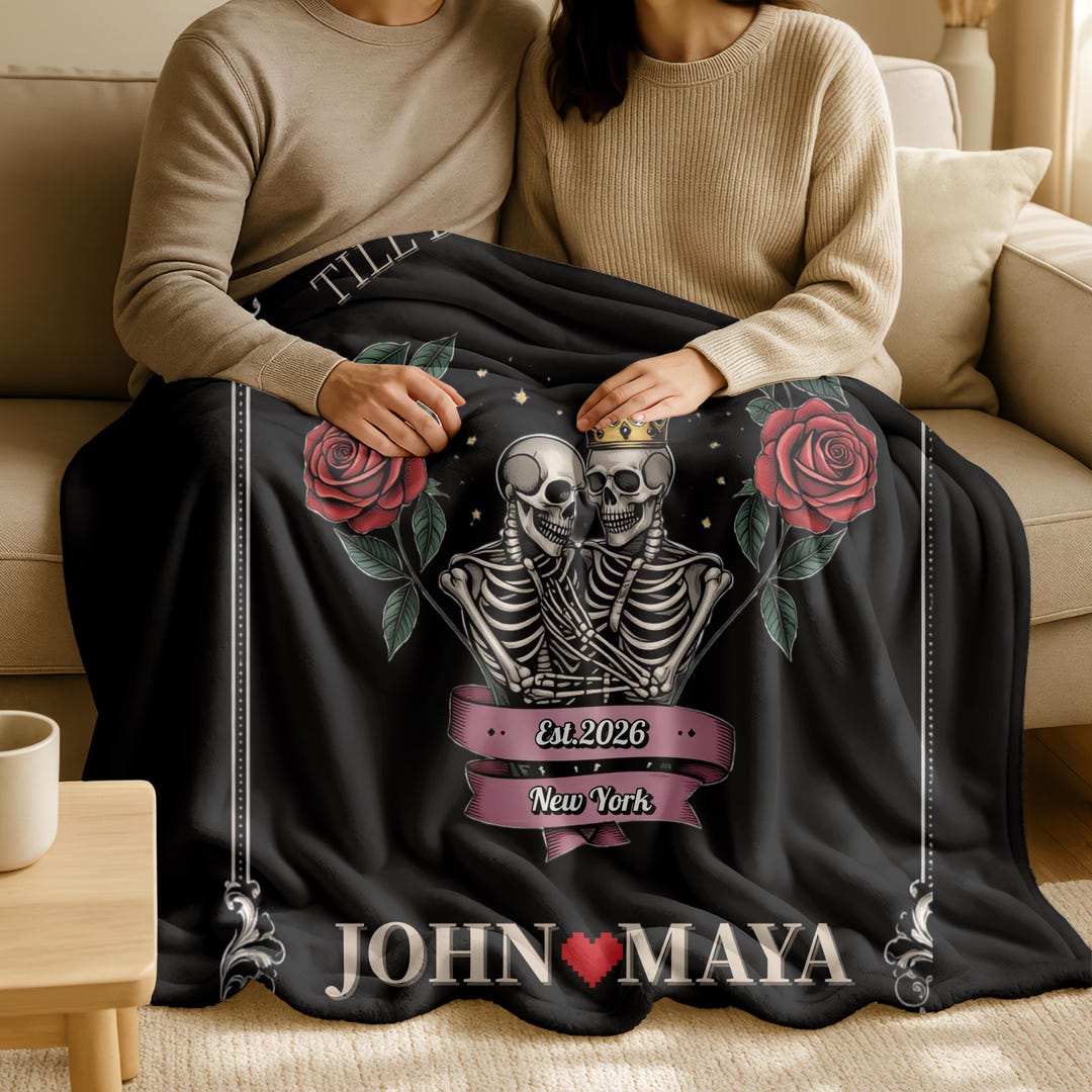Personalized Couple Cuddle Throw,gothic Valentine's Day Blanket,unique ...