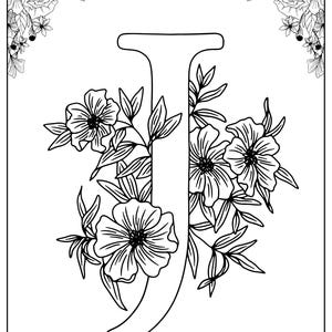 Alphabet Flower Coloring Pages. ABC Floral Coloring Book. Printable ...