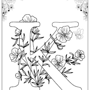 Alphabet Flower Coloring Pages. ABC Floral Coloring Book. Printable ...