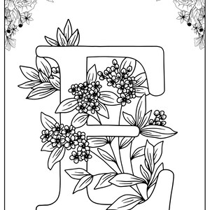 Alphabet Flower Coloring Pages. ABC Floral Coloring Book. Printable ...