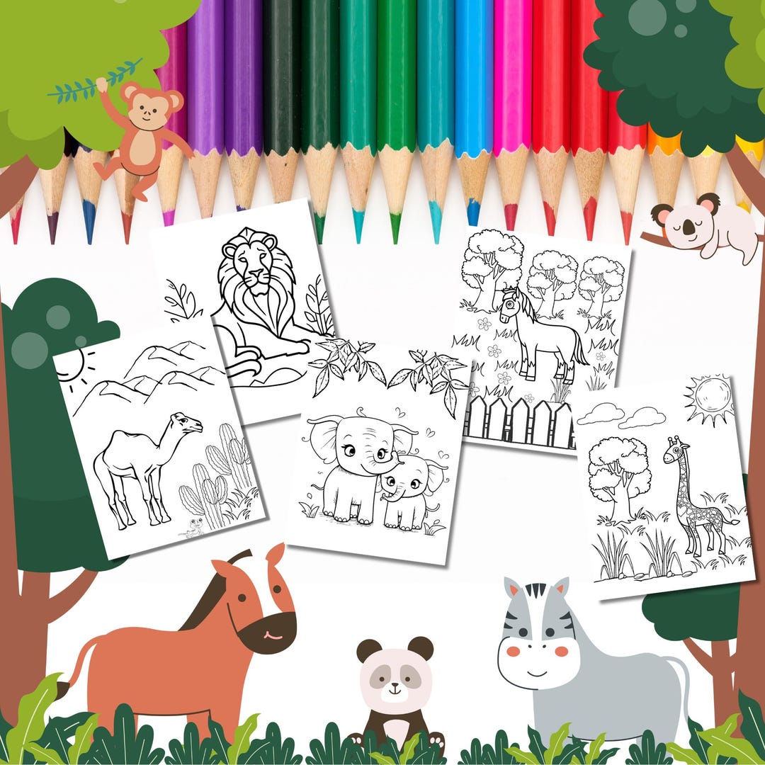 Animal Coloring Pages for Kids, Easy Coloring Activity , Farm Animals ...