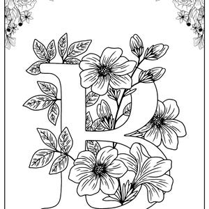 Alphabet Flower Coloring Pages. ABC Floral Coloring Book. Printable ...