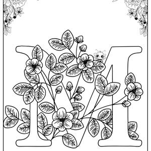 Alphabet Flower Coloring Pages. ABC Floral Coloring Book. Printable ...