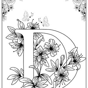 Alphabet Flower Coloring Pages. ABC Floral Coloring Book. Printable ...