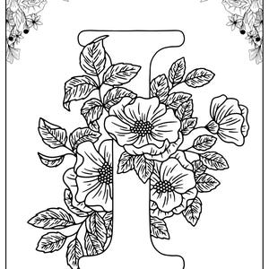 Alphabet Flower Coloring Pages. ABC Floral Coloring Book. Printable ...