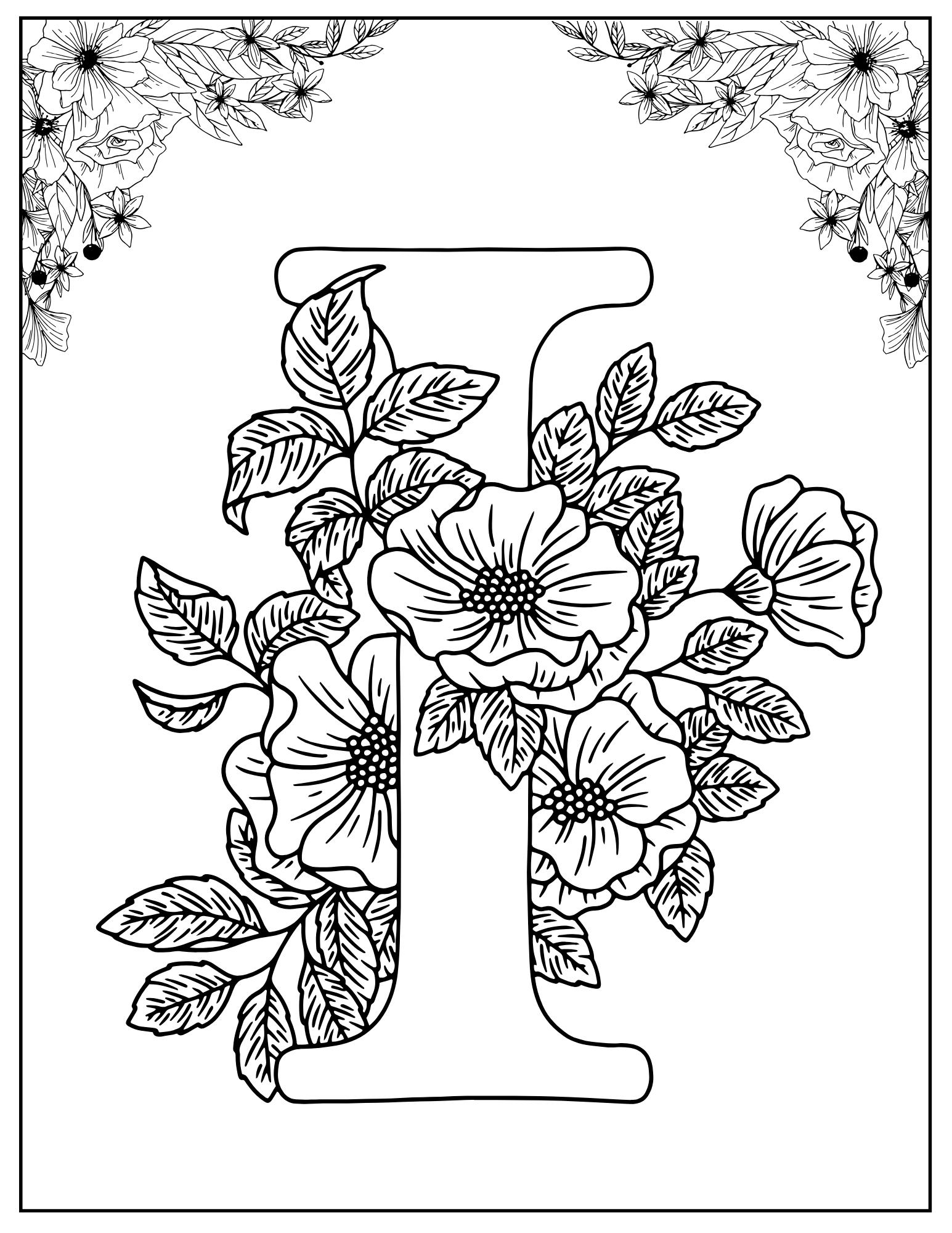 Alphabet Flower Coloring Pages. ABC Floral Coloring Book. Printable ...