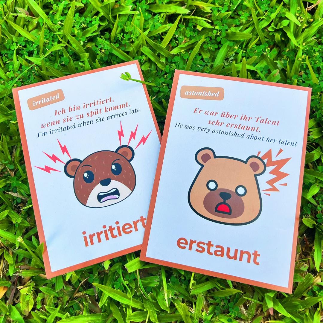 German Emotion Flashcards Digital Download, Language Learning, Deutsch ...