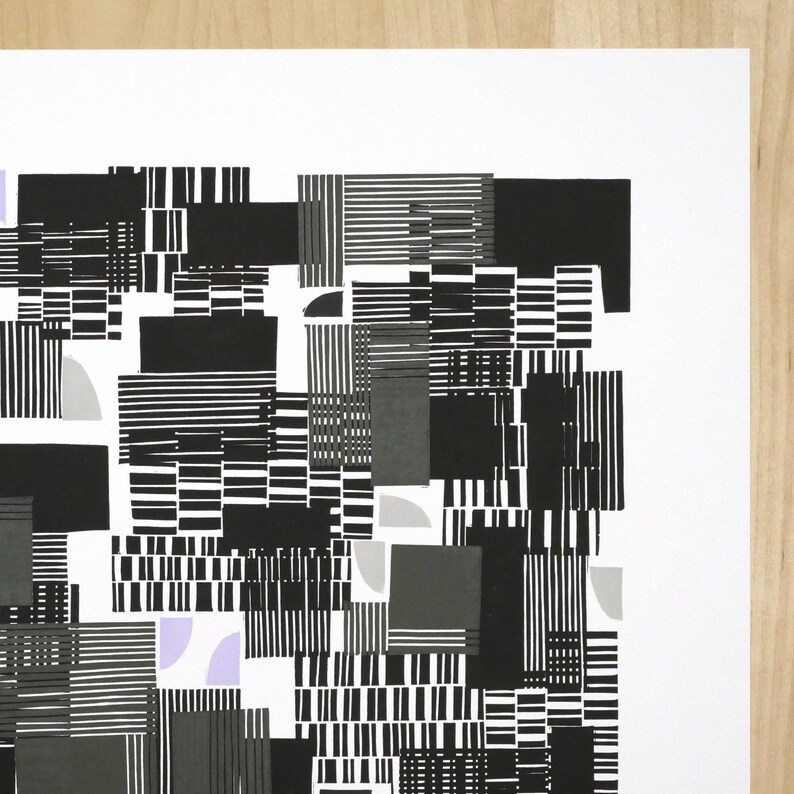 Abstract Lino Cut, Linocut Landscape Aerial, Original Art Print ...