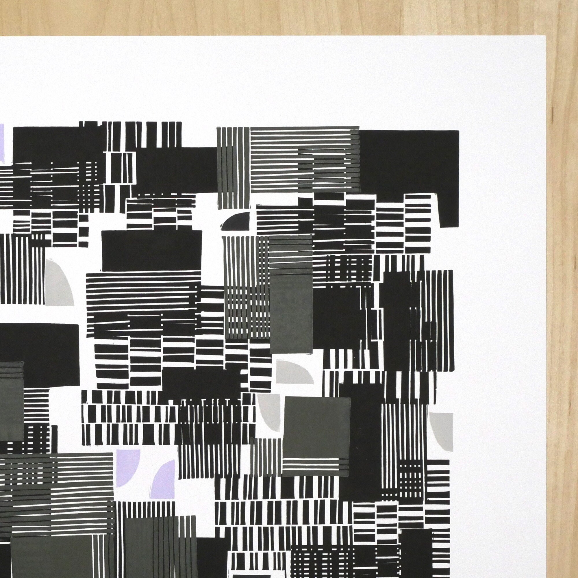 Abstract Lino Cut, Linocut Landscape Aerial, Original Art Print ...