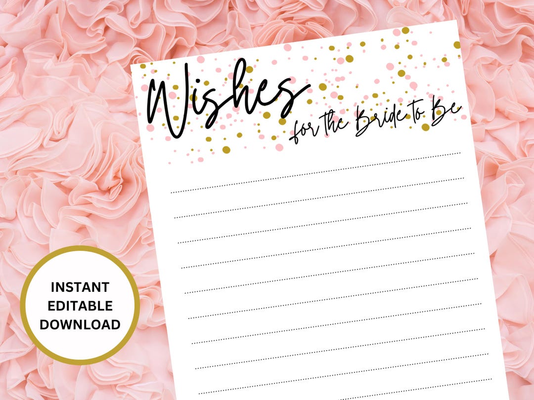 PINK AND GOLD, Wishes for the Bride to Be, Wishes for the Bride, Hen ...