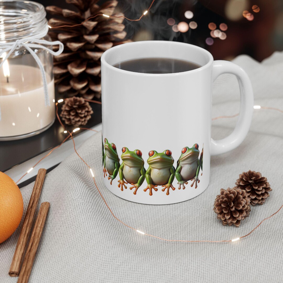 Frog Friends Ceramic Mug, Cute Frog Design Coffee Cup for Nature Lovers ...