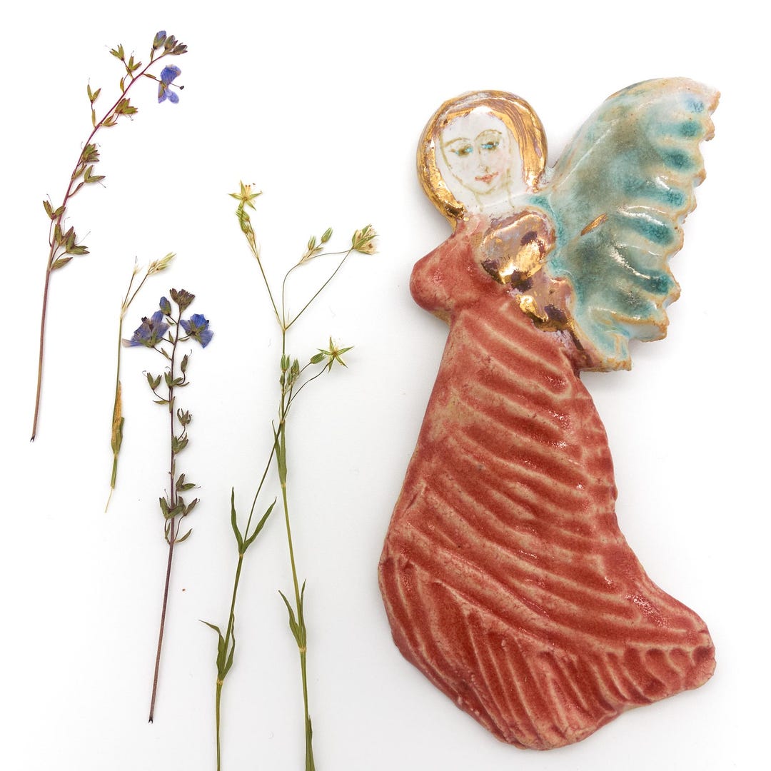 Angel With Hand-painted Face. Angel Baby Ornament,angel Statue,clay ...