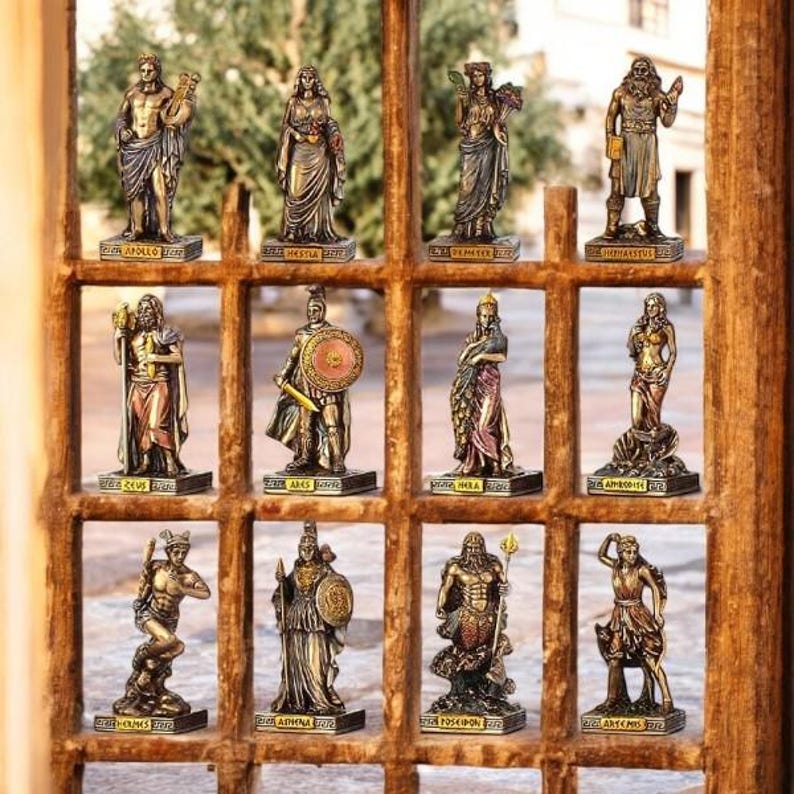 12-piece Greek Mythology Gods Miniature Figurine Set Handcrafted ...