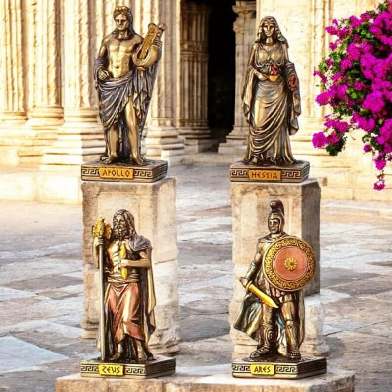 12-piece Greek Mythology Gods Miniature Figurine Set Handcrafted ...