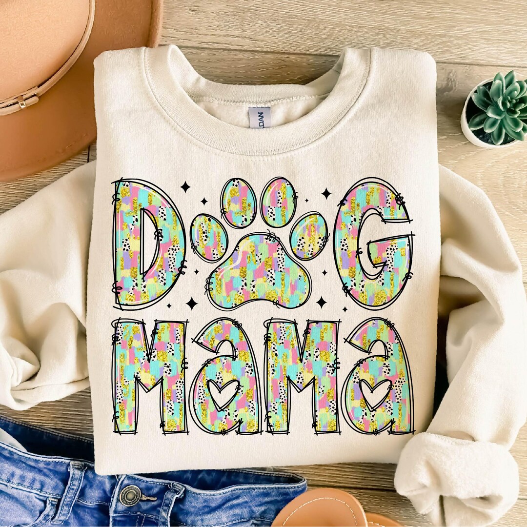 Dog Mama Easter Paw Print PNG: Brushstroke Glitter Design (digital ...