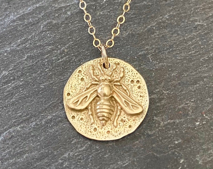 Gold Bee Coin Necklace Ancient Sterling Silver Coin Pendant Artisan - Etsy