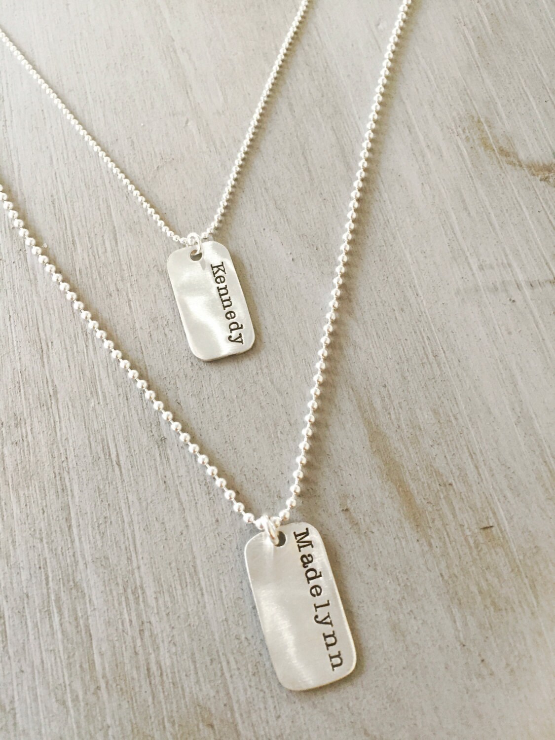 Sterling Silver Custom Small Dog Tag Necklace Silver | Etsy