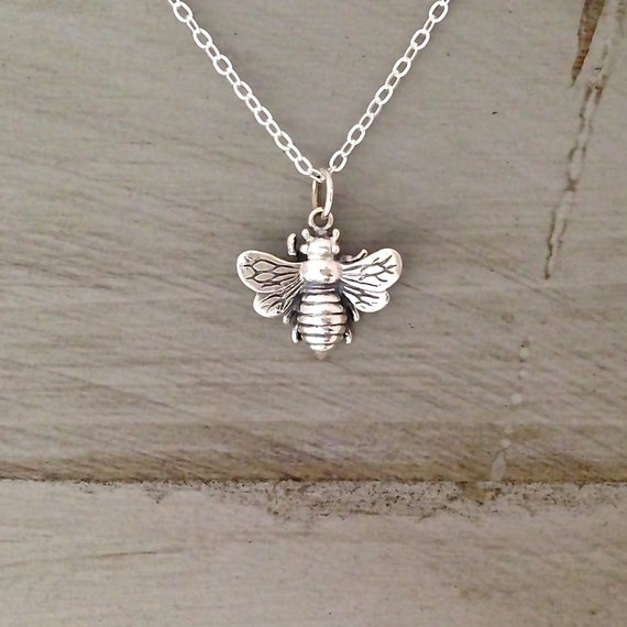 Sterling Silver Bee Necklace Honey Bee Necklace Gold Bee - Etsy