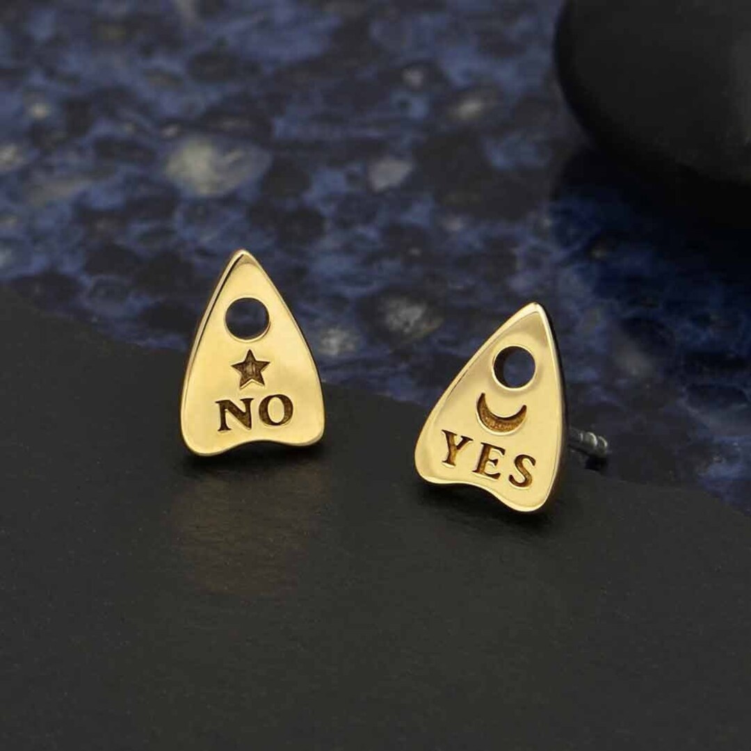 Tiny Golden and Sterling Ouija Board Yes No Post Planchette Earrings - Etsy