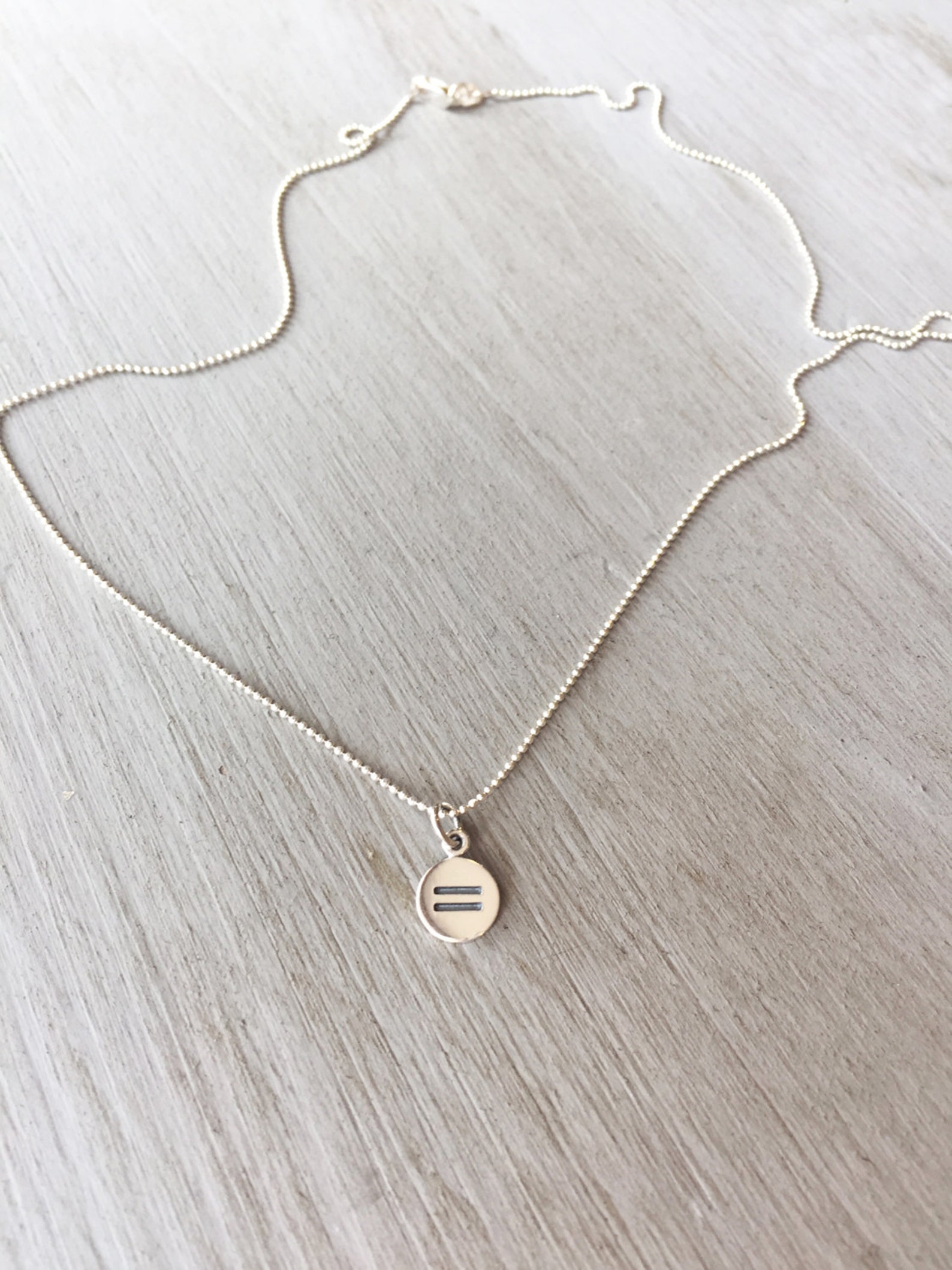 Tiny Sterling Silver Equality Necklace Silver Equal Sign | Etsy