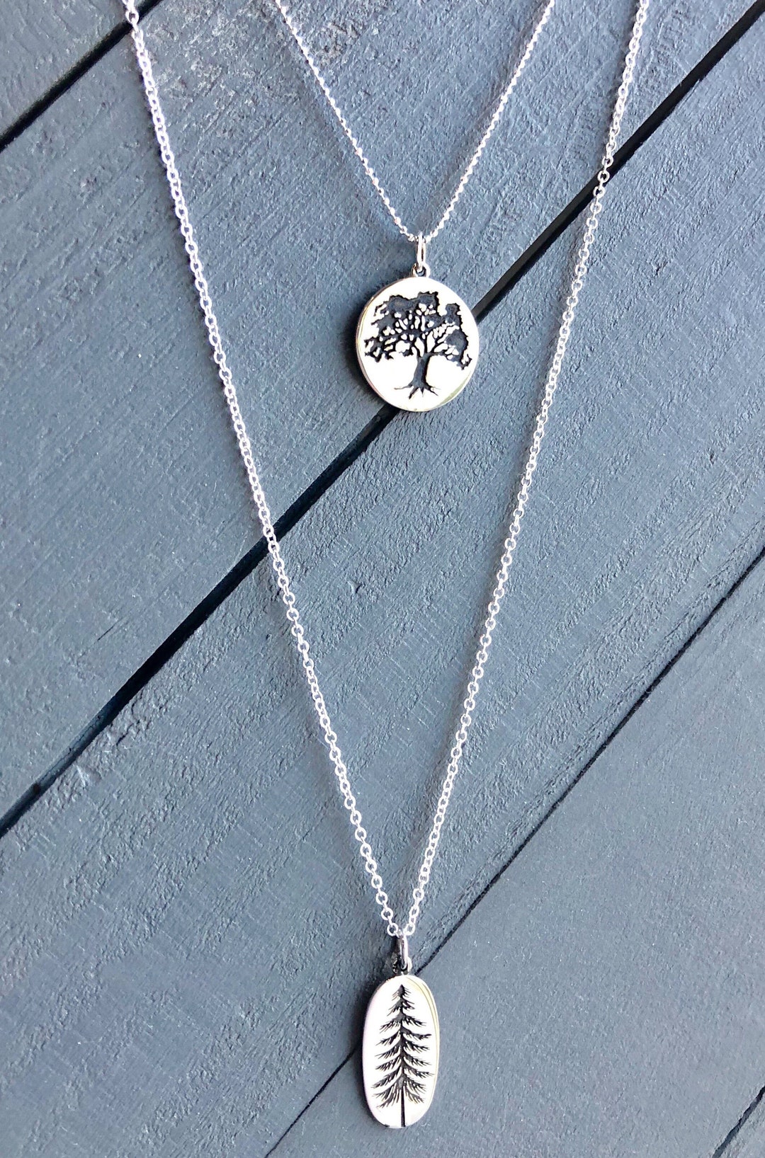 Sterling Silver Oak Tree Necklace - Etsy