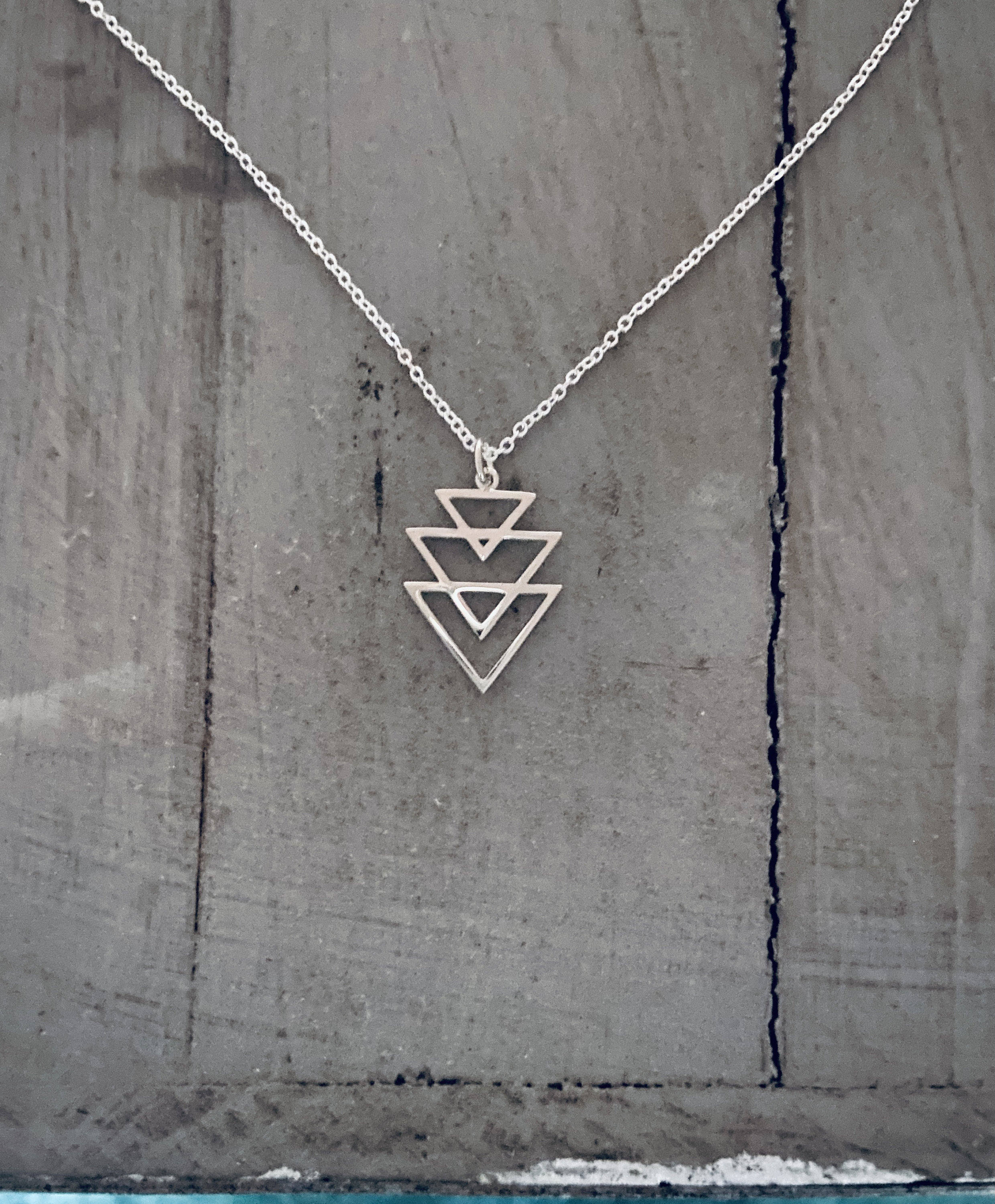 Sterling Silver Triangle Necklace Layering | Etsy