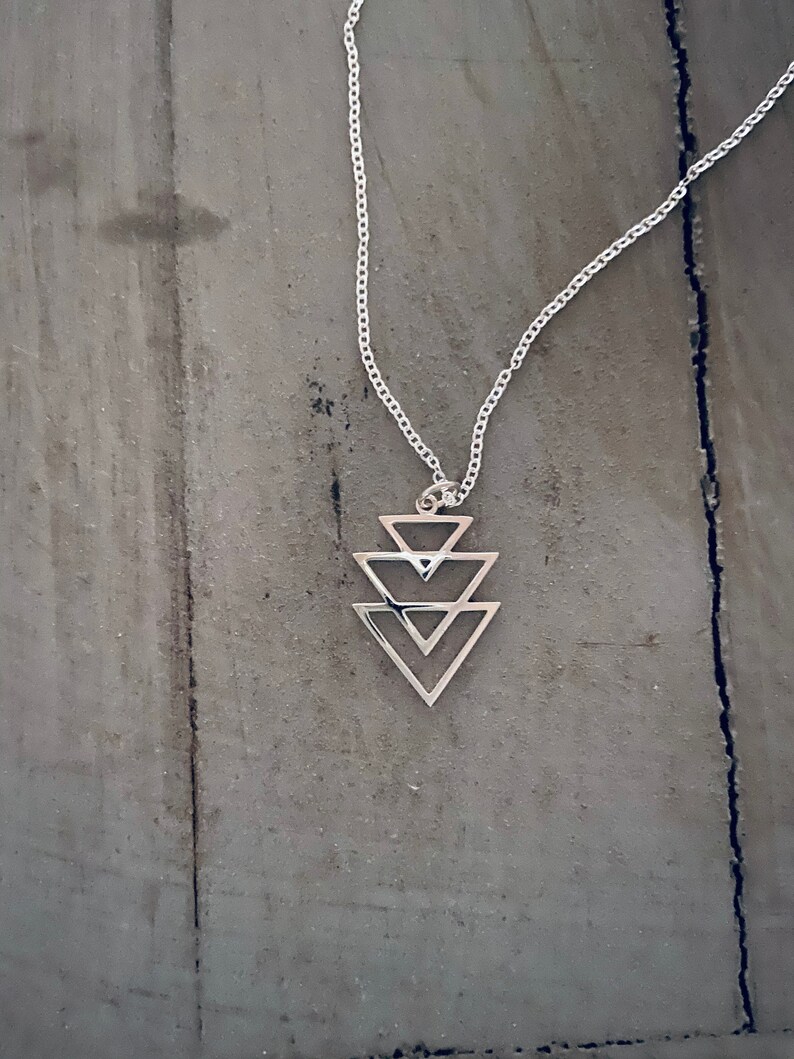 Sterling Silver Triangle Necklace Layering | Etsy