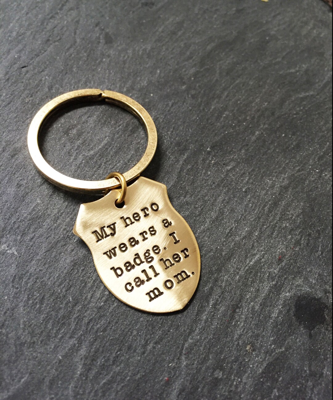 Custom Gold Badge Keychain Bronze Shield Keychain Officer Etsy